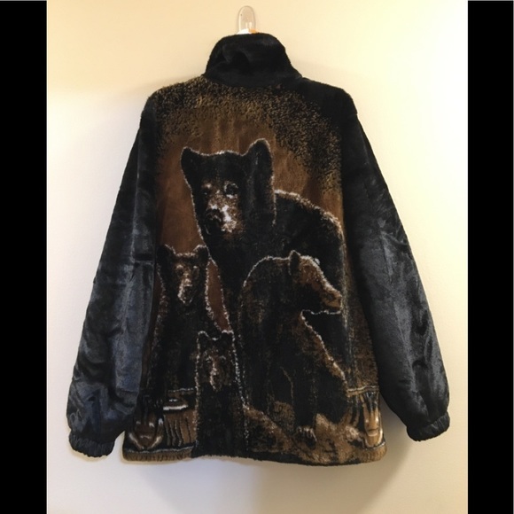 ameri mode | Jackets & Coats | 5vintage Mountain Black Brown Bears Ultra Plush Jacket | Poshmark